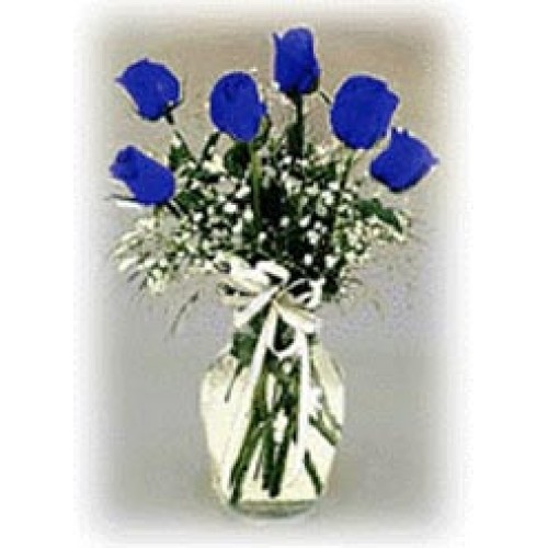 1 Dozen Blue Roses in a Vase