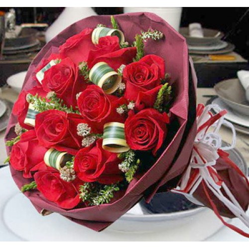 Red Holland Roses in a Bouquet